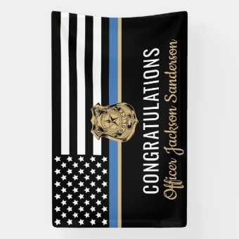 Police Retirement Law Enforcement Thin Blue Line Banner | Zazzle