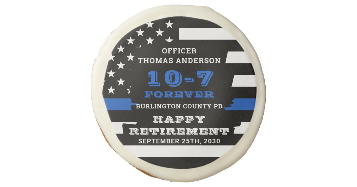 Police Retirement Party Personalize Thin Blue Line Sugar Cookie | Zazzle