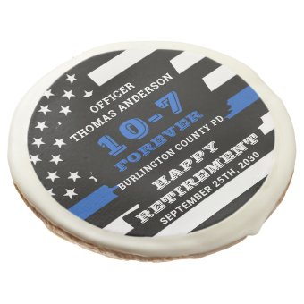 Police Retirement Party Personalize Thin Blue Line Sugar Cookie | Zazzle