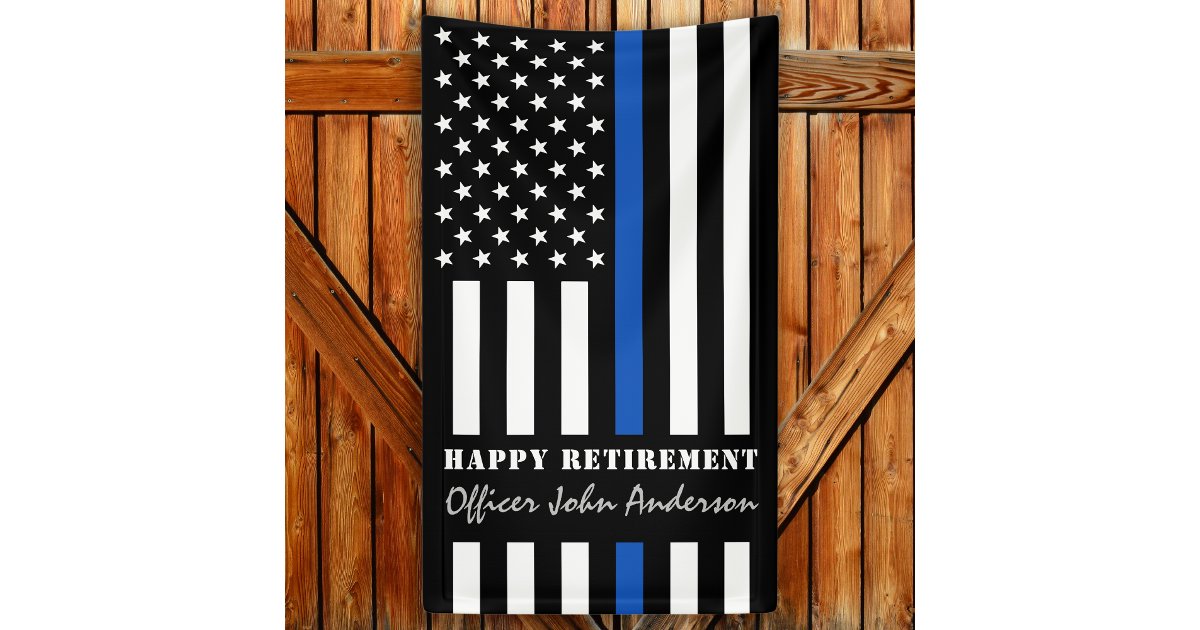 Police Retirement Party Thin Blue Line Banner | Zazzle
