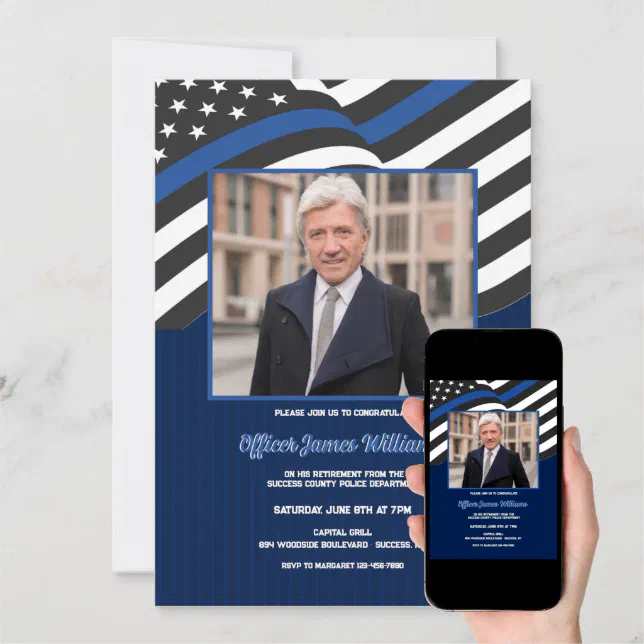 Police Retirement Photo Party Invitation | Zazzle