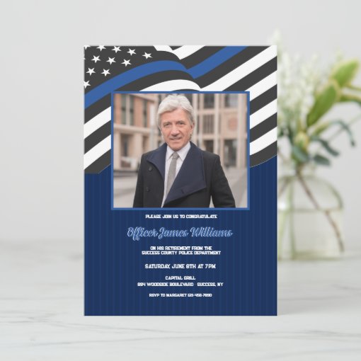 Police Retirement Photo Party Invitation | Zazzle