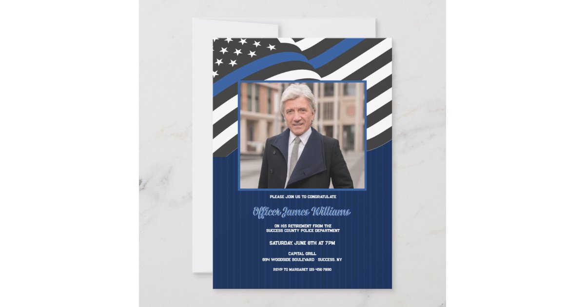 Police Retirement Photo Party Invitation | Zazzle
