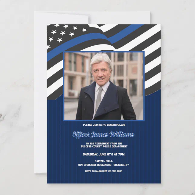 Police Retirement Photo Party Invitation | Zazzle