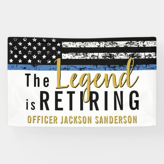 Police Retirement Thin Blue Line American Banner | Zazzle.com