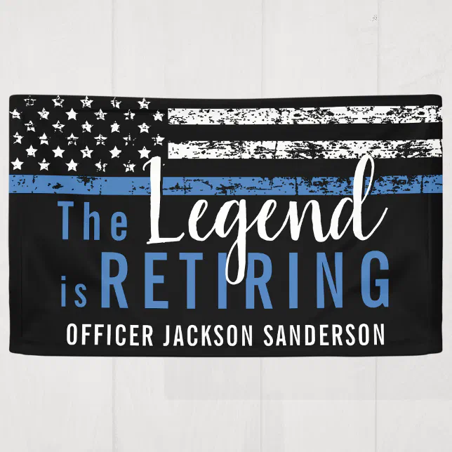 Police Retirement Thin Blue Line American Flag Banner | Zazzle