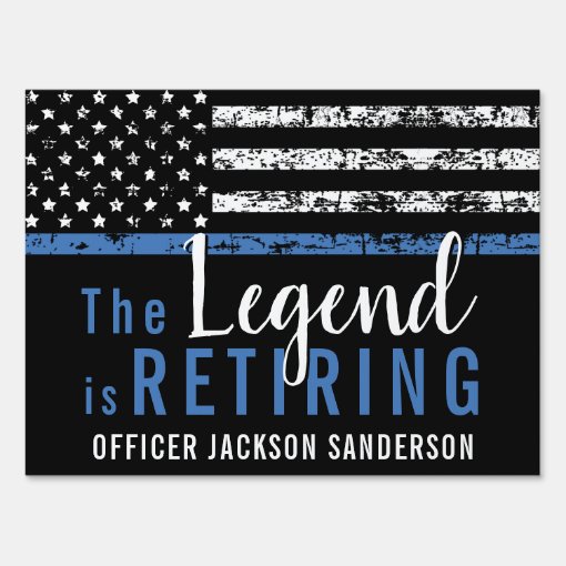 Police Retirement Thin Blue Line American Flag Sign | Zazzle