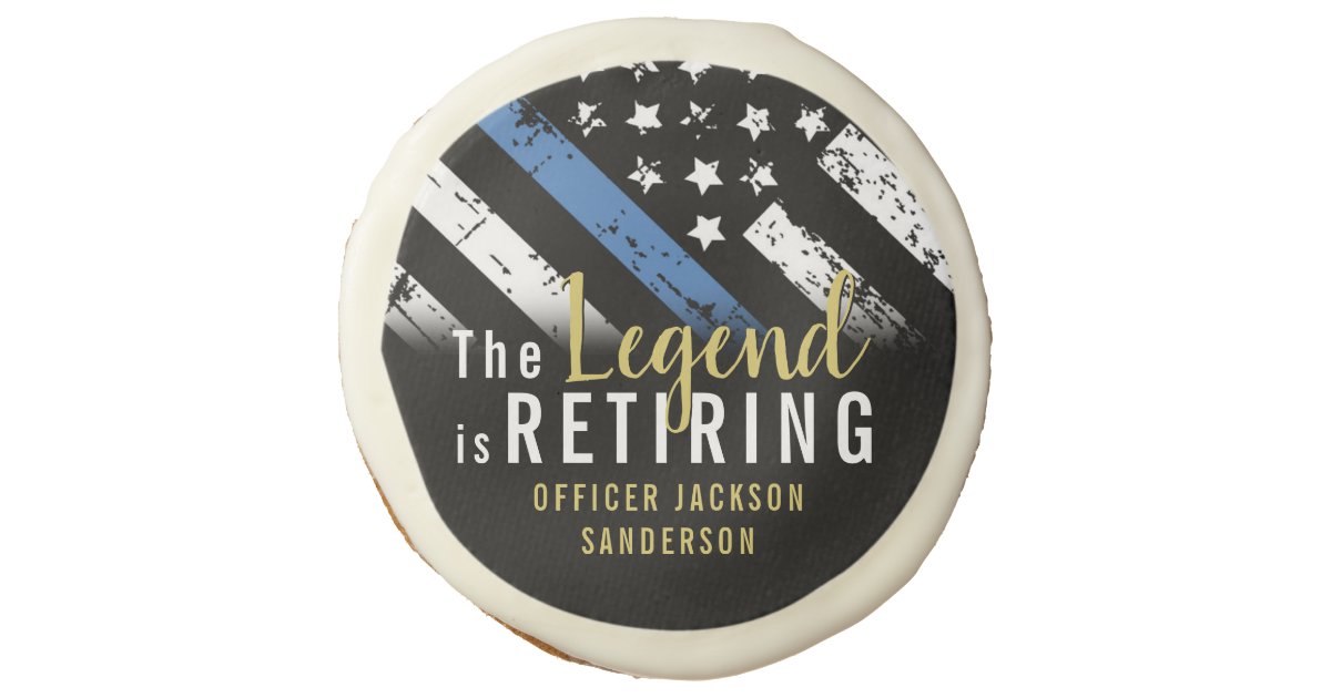 Police Retirement Thin Blue Line American Flag Sugar Cookie | Zazzle