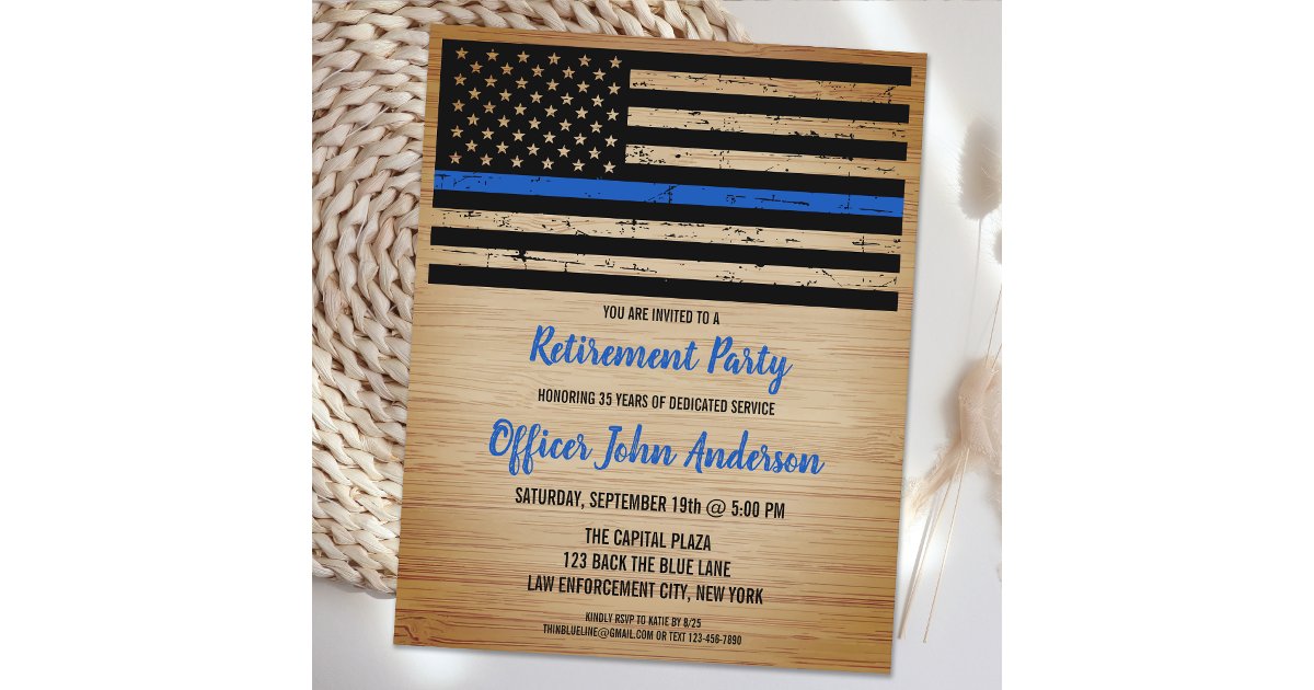 Police Retirement Thin Blue Line Law Enforcement Announcement Postcard ...