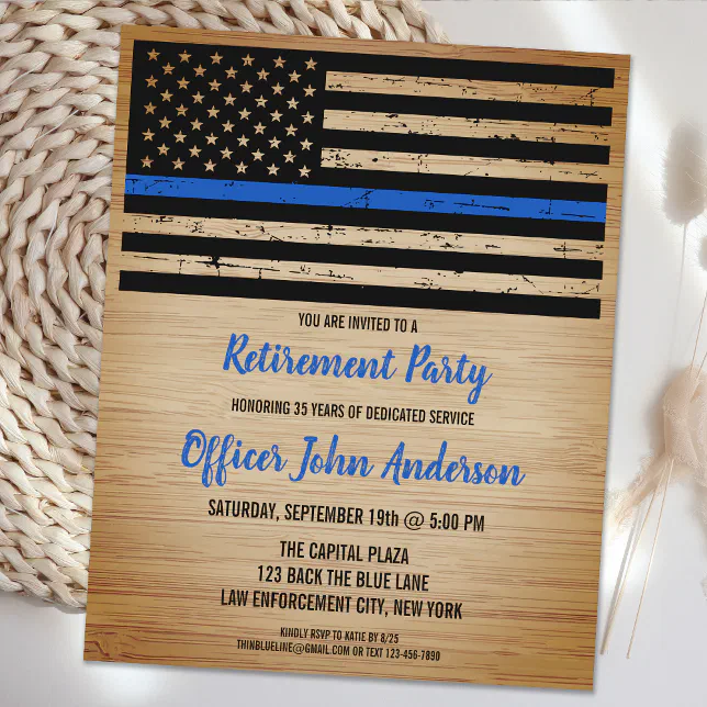 Police Retirement Thin Blue Line Law Enforcement Announcement Postcard ...