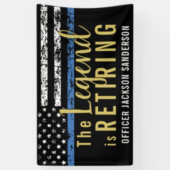 Police Retirement Thin Blue Line Law Enforcement Banner | Zazzle