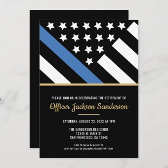 Police Retirement Thin Blue Line Law Enforcement Invitation | Zazzle