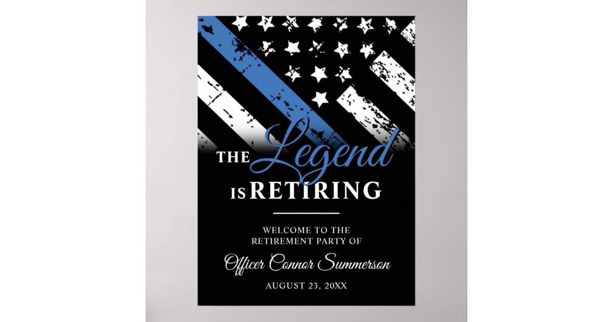 Police Retirement Thin Blue Line Law Enforcement Poster | Zazzle