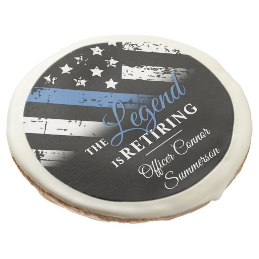 Police Retirement Thin Blue Line Law Enforcement Sugar Cookie | Zazzle