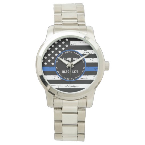 Police Retirement Thin Blue Line Law Enforcement Watch | Zazzle