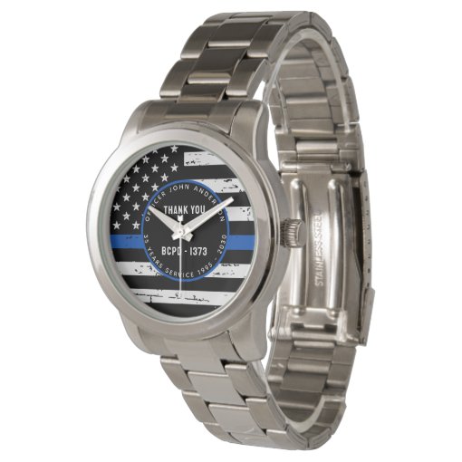 Police Retirement Thin Blue Line Law Enforcement Watch | Zazzle