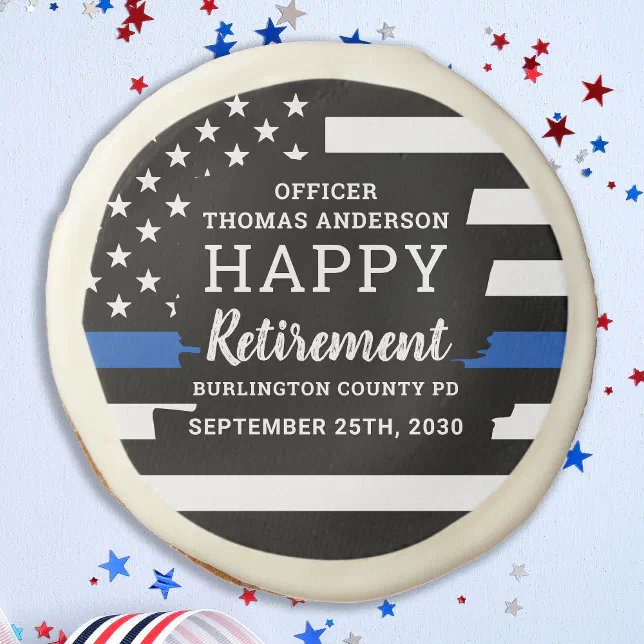 Police Retirement Thin Blue Line Police Party Sugar Cookie | Zazzle