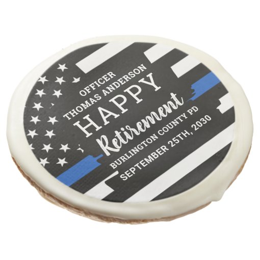 Police Retirement Thin Blue Line Police Party Sugar Cookie | Zazzle