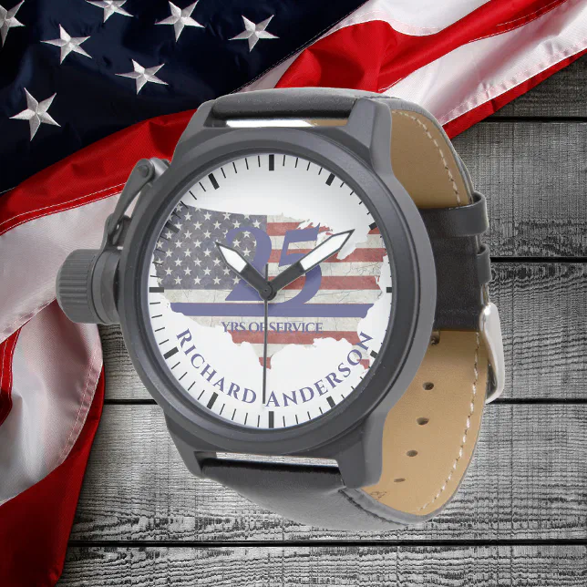 Police Retirement Watch Thin Blue Line US Flag | Zazzle