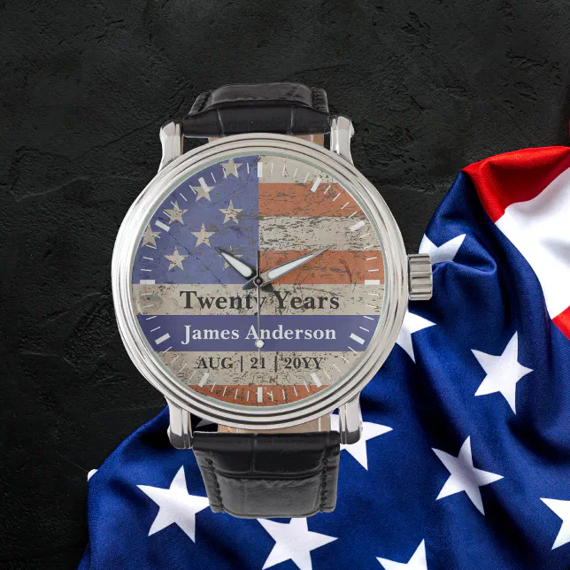 Police Retirement Watch Thin Blue Line US Flag | Zazzle