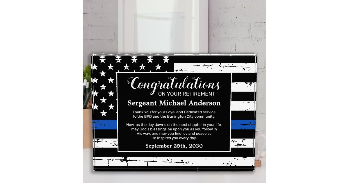 Police Retirement Years Service Law Enforcement Acrylic Award | Zazzle