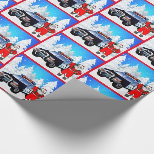 Police Santa Police Car Winter Scene Christmas Wrapping Paper | Zazzle