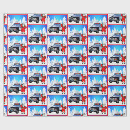 Police Santa Police Car Winter Scene Christmas Wrapping Paper | Zazzle