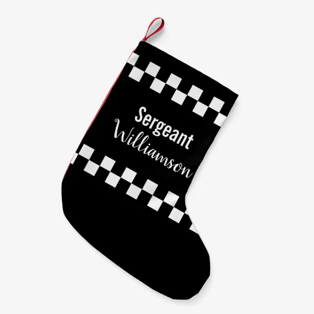 Police Sergeant Black and White Checkerboard Small Christmas Stocking ...