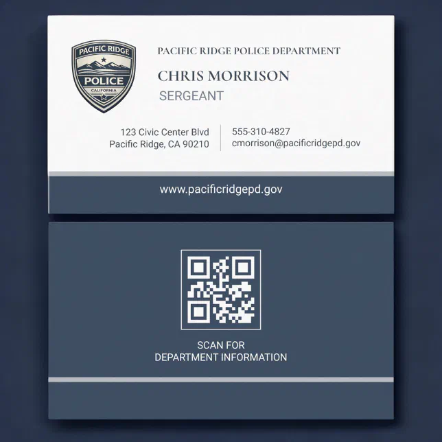Police Sergeant QR Code Logo Business Card | Zazzle