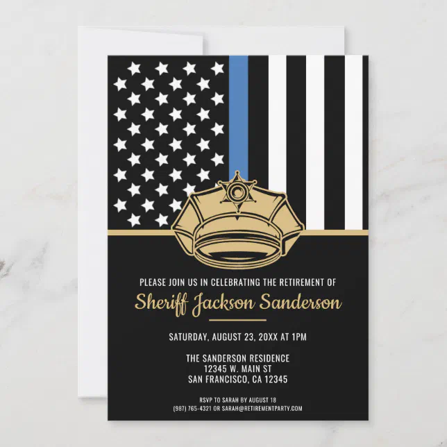 Police Sheriff Law Enforcement Retirement Invitation | Zazzle