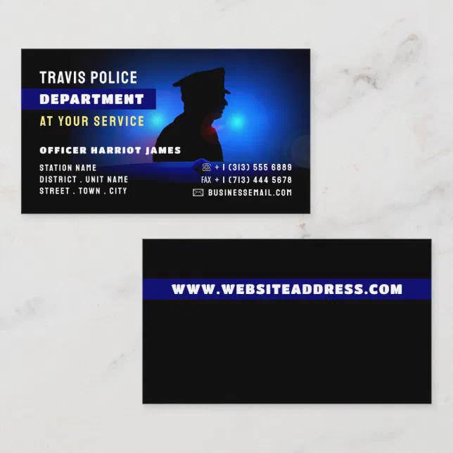 Police Silhouette, Police Officer, Law Enforcement Business Card | Zazzle