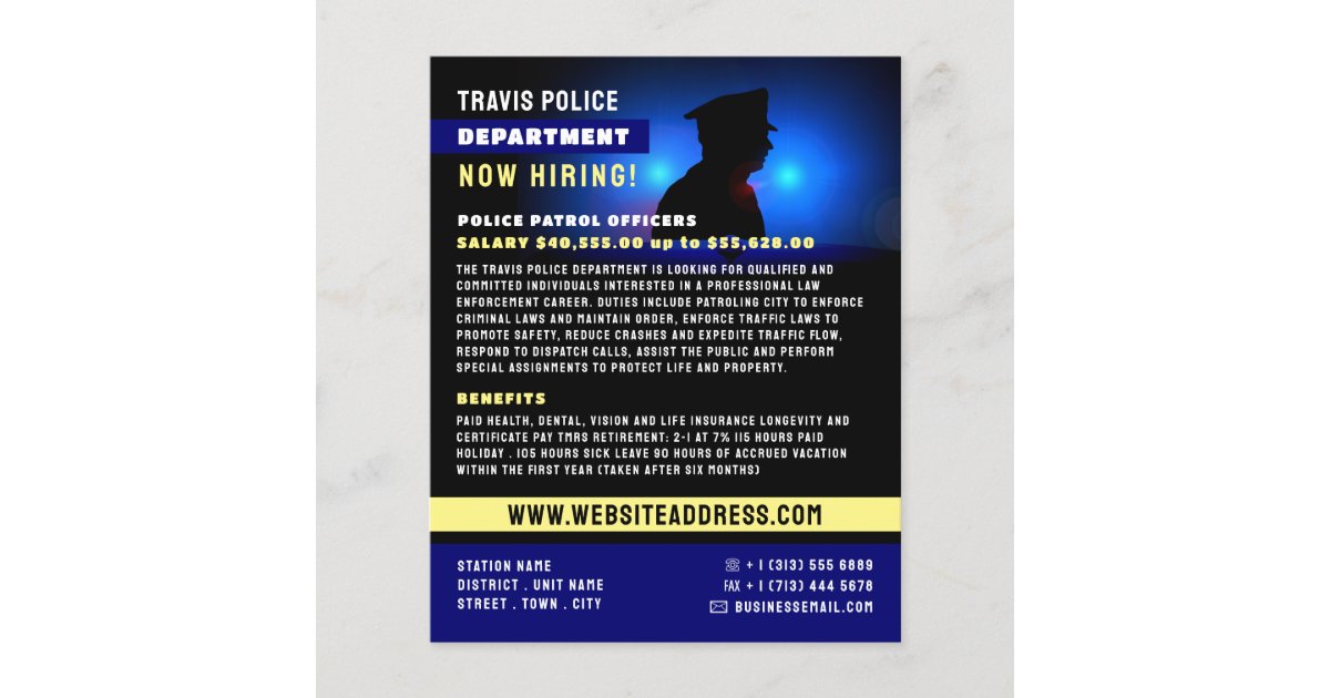 Police Silhouette, Police Officer Recruitment Flyer | Zazzle