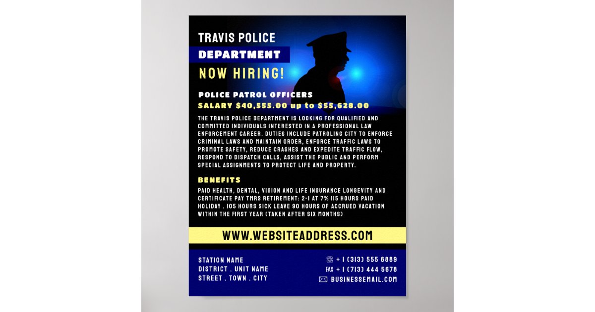 Police Silhouette, Police Officer Recruitment Poster | Zazzle
