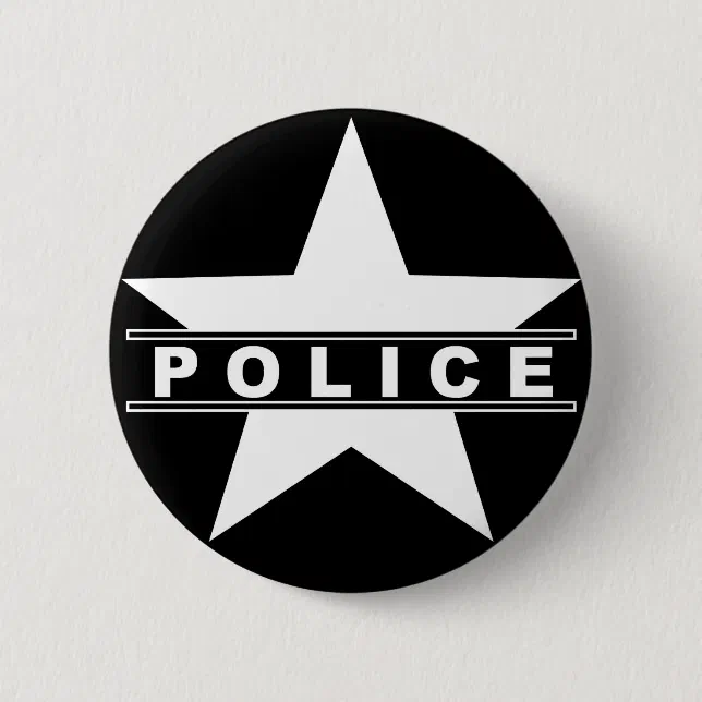 police star text department badge law symbol button | Zazzle