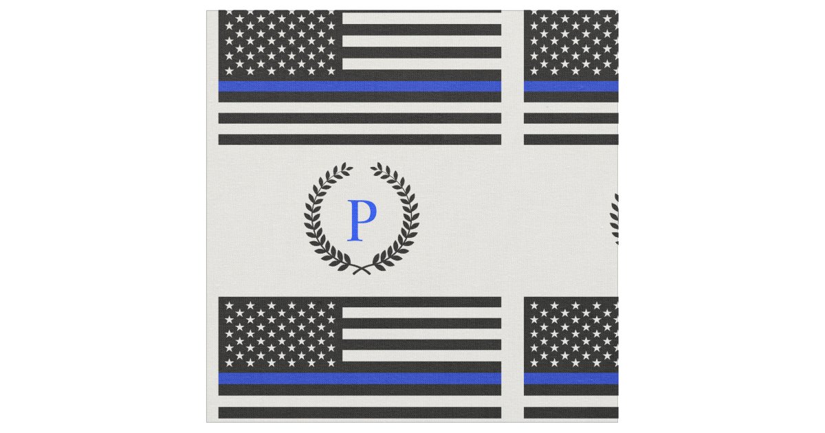 Police Style American Flag Custom Monogram Fabric | Zazzle
