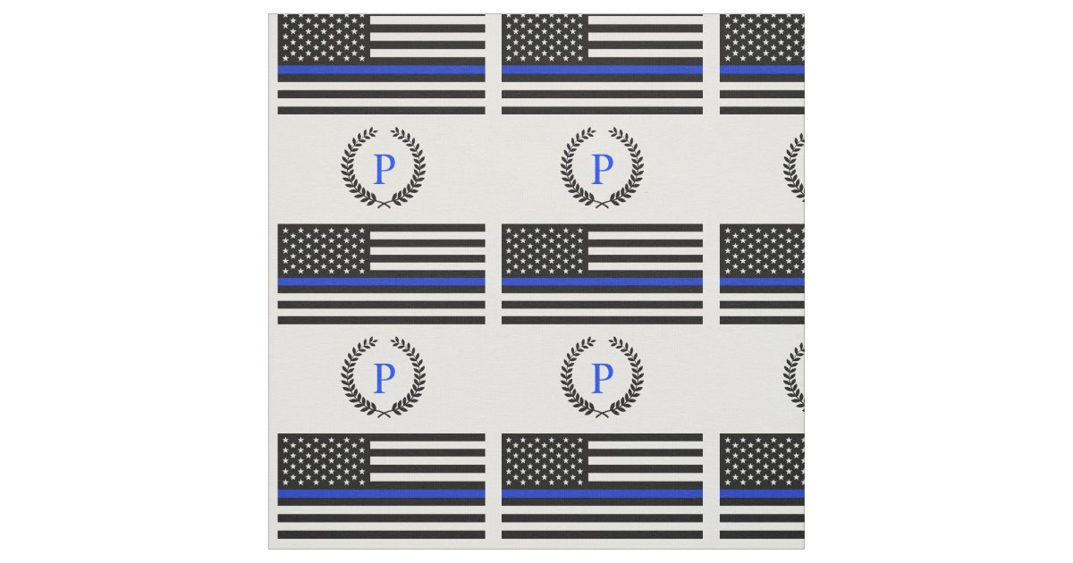 Police Style American Flag Custom Monogram Fabric | Zazzle
