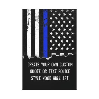 Police Styled American Flag Custom Text Canvas Print | Zazzle