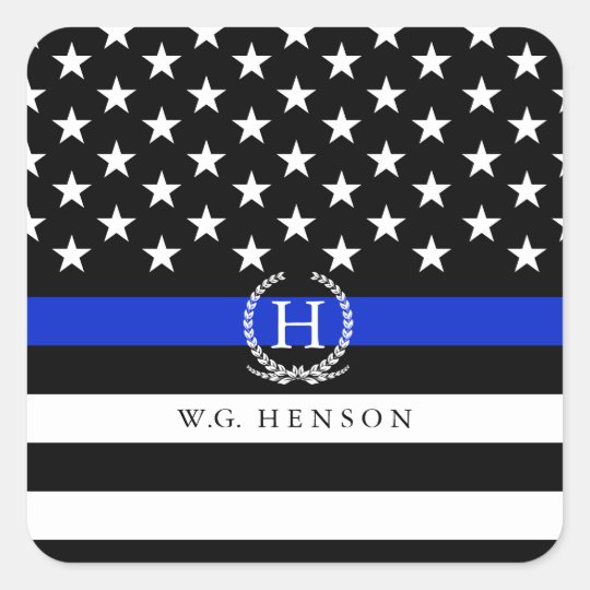 Police Styled American Flag Monogram Decal Square Sticker | Zazzle.com