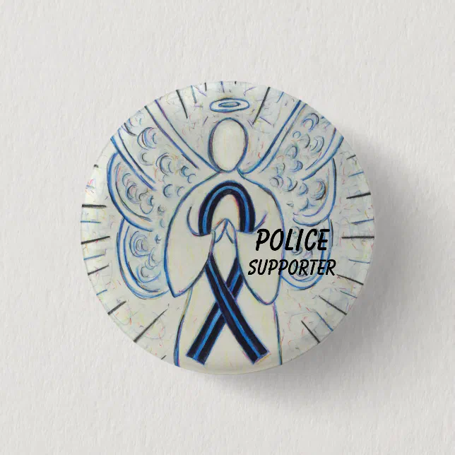 Police Supporter Angel Awareness Ribbon Pins | Zazzle