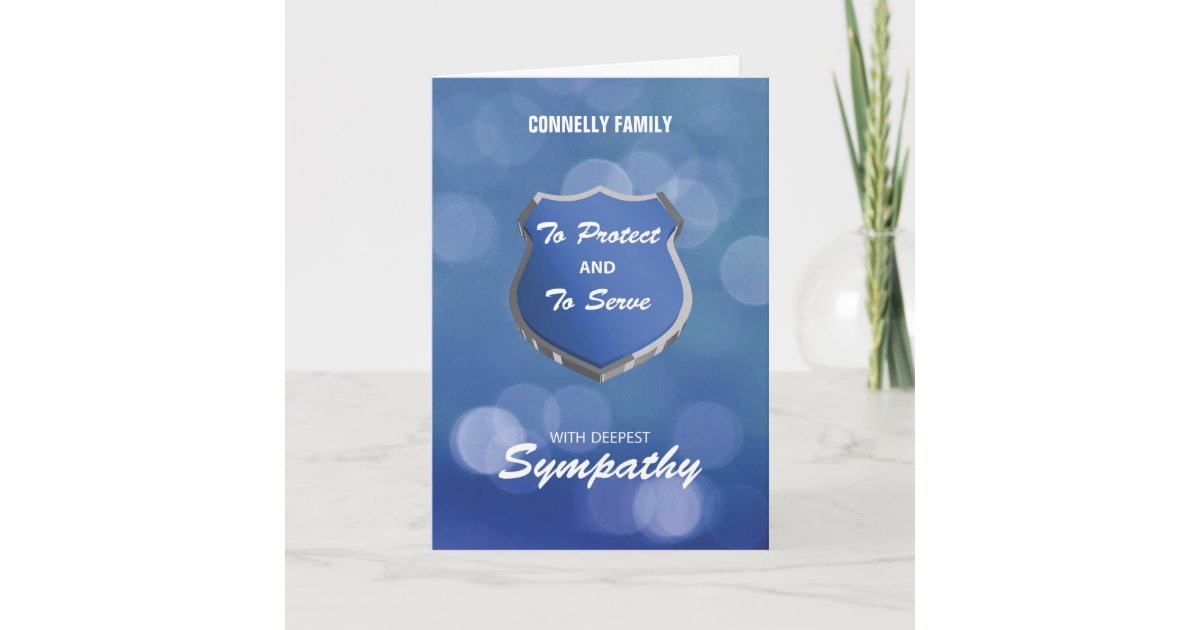 Police Sympathy Emblem on Blue Bokeh Card | Zazzle