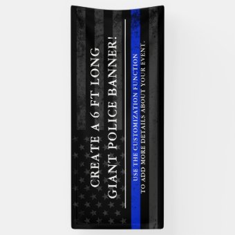 Police Themed American Flag Dark Backdrop 6ft Banner | Zazzle