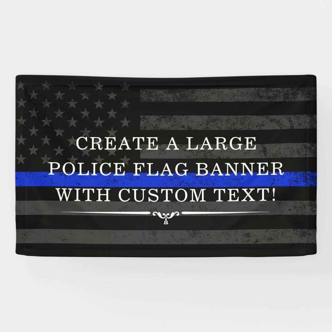 Police Themed American Flag Dark Backdrop Banner | Zazzle