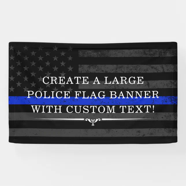 Police Themed American Flag Dark Backdrop Banner | Zazzle