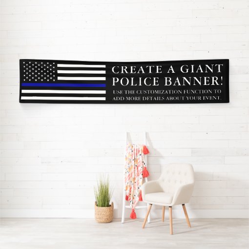 Police Themed American Flag Gigantic | Long Banner | Zazzle