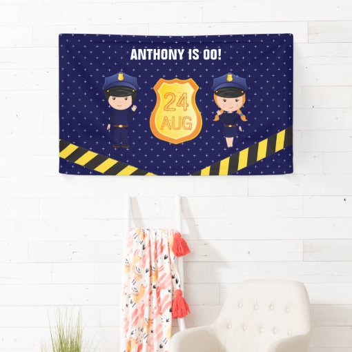 Police themed Birthday Party personalized Banner | Zazzle