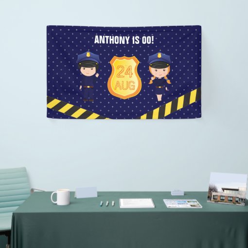 Police themed Birthday Party personalized Banner | Zazzle