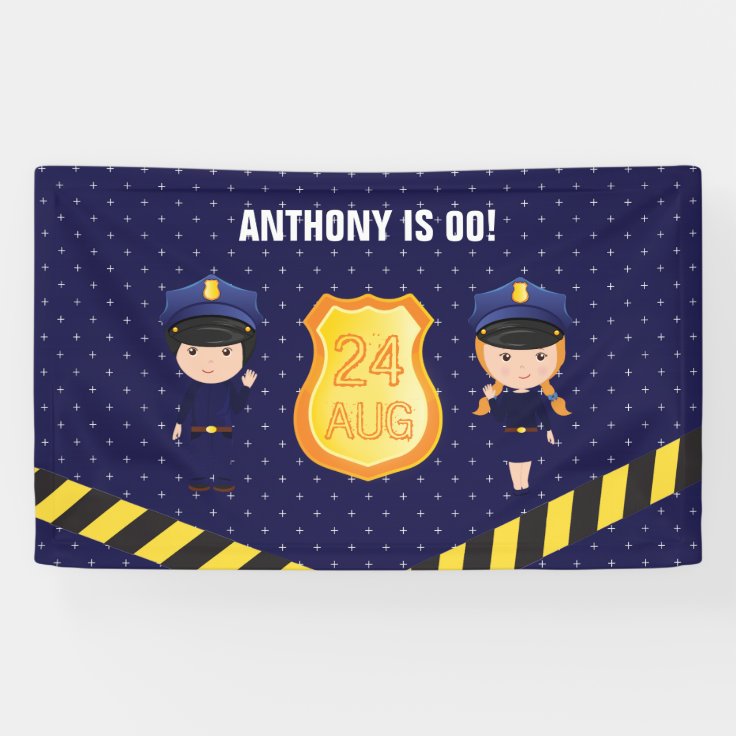 Police themed Birthday Party personalized Banner | Zazzle