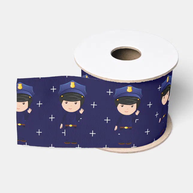 Police themed Cops and Robbers Birthday Party Grosgrain Ribbon | Zazzle