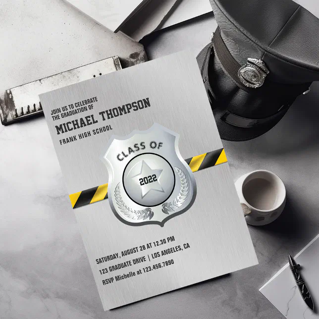 Police themed Graduation Party Invitation | Zazzle