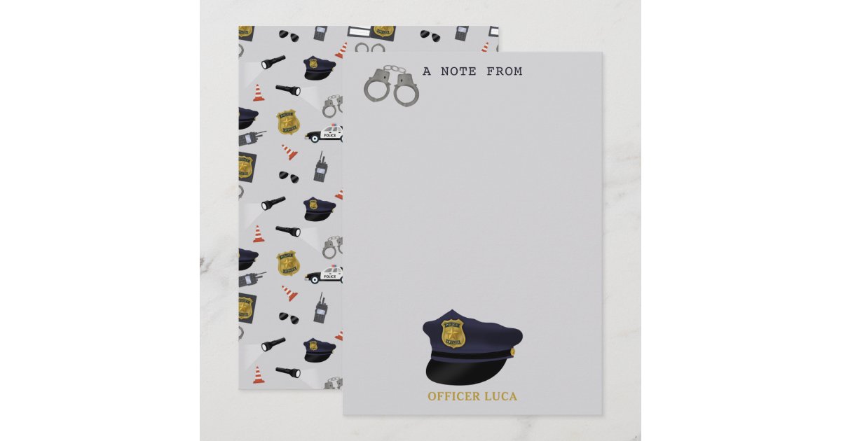 Police Themed Policeman Cop Boy Kids Note Card | Zazzle